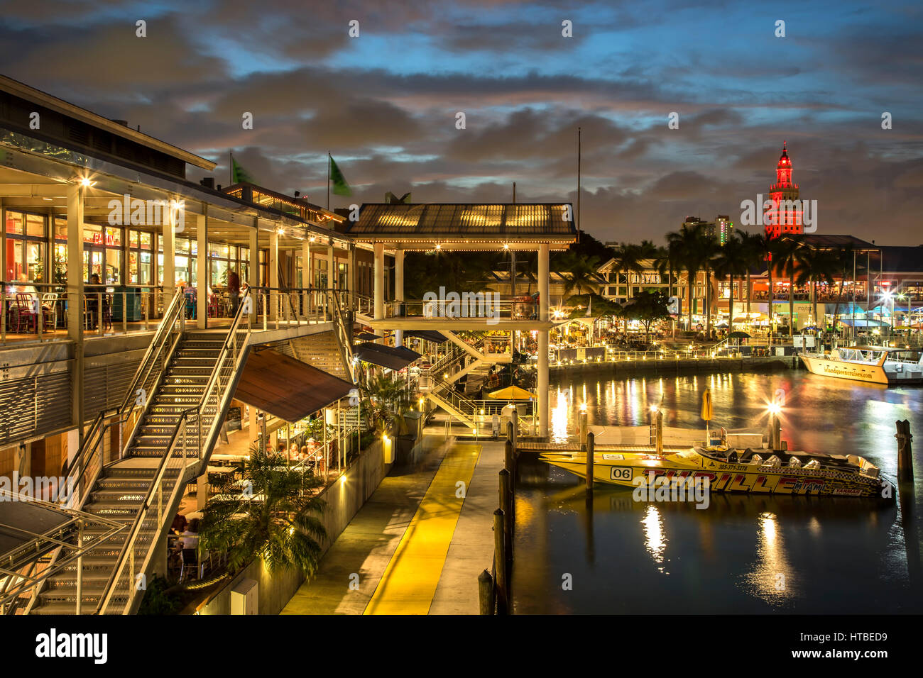 Bayfront Marketplace and marina (Freedom Tower in background), Miami ...