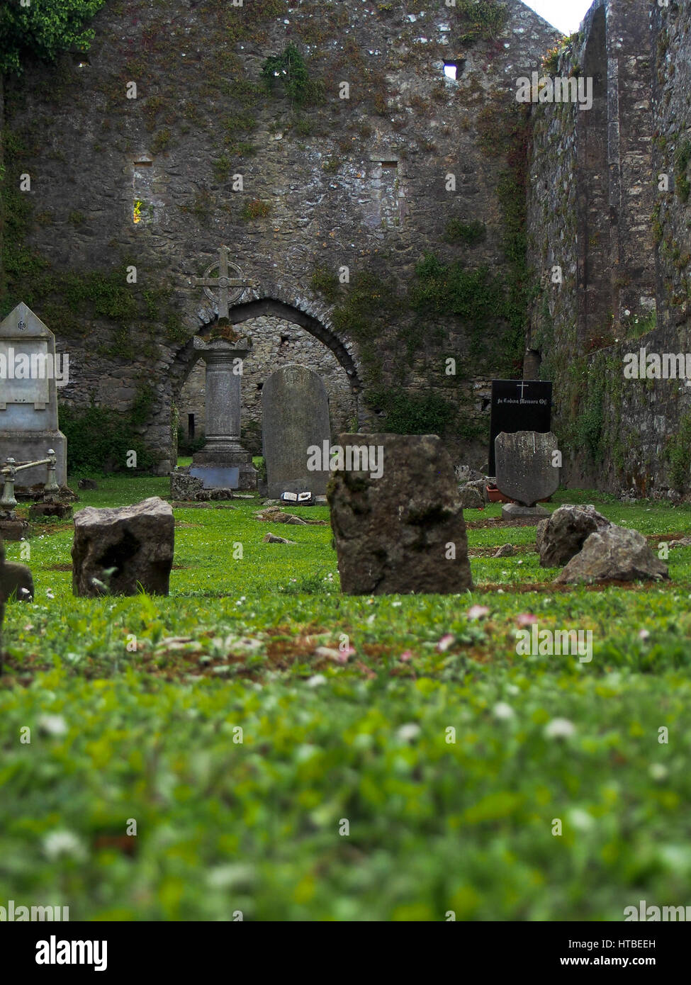 Tombstones at an old cemetery near Castletownroche in Cork County ...