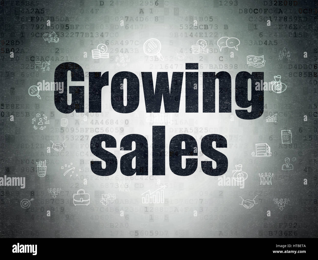 Business concept: Growing Sales on Digital Data Paper background Stock ...