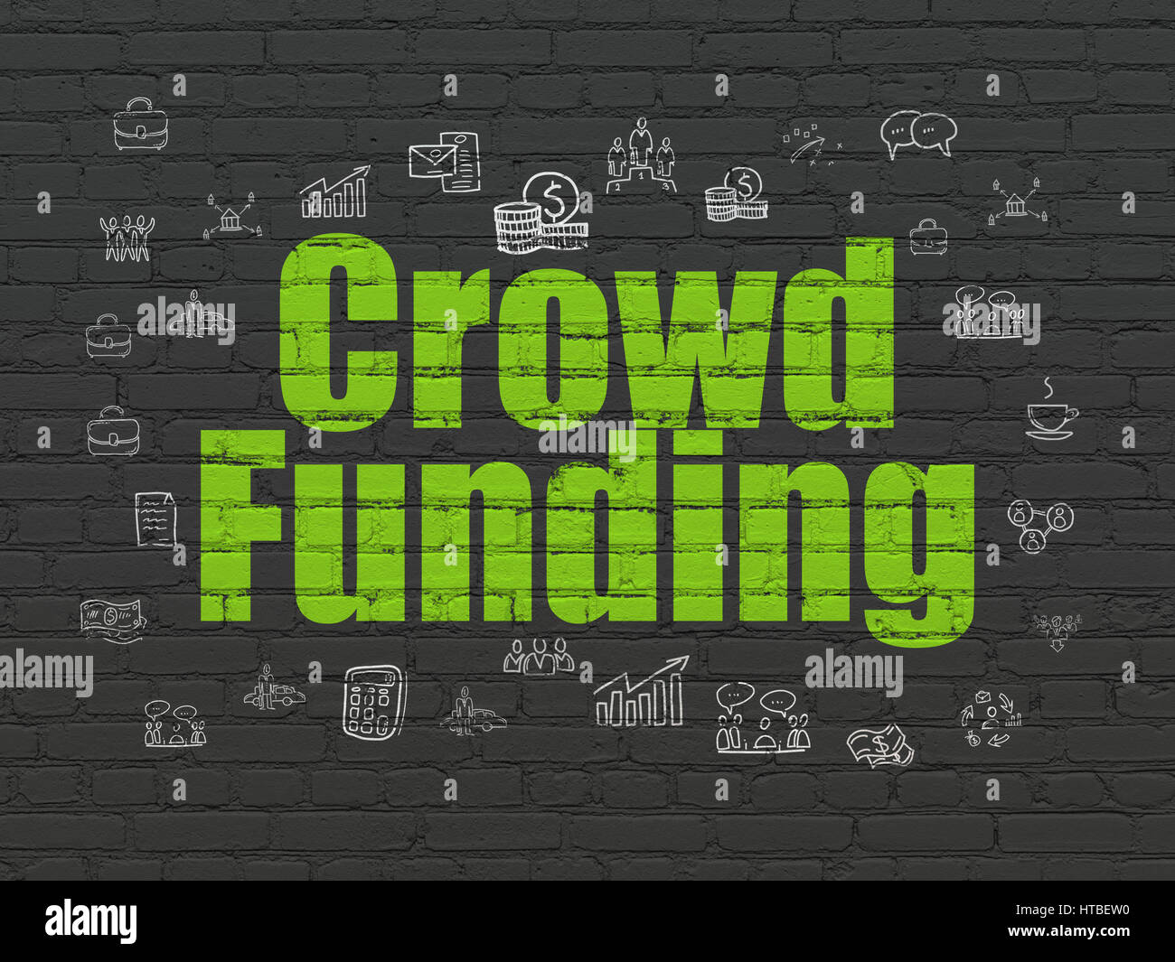 Finance concept: Crowd Funding on wall background Stock Photo - Alamy