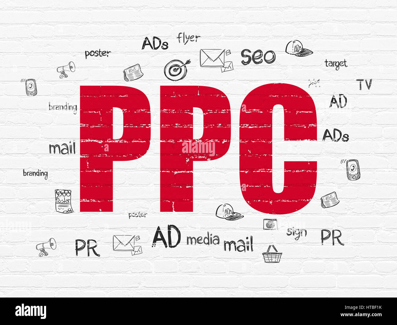 Marketing concept: PPC on wall background Stock Photo - Alamy