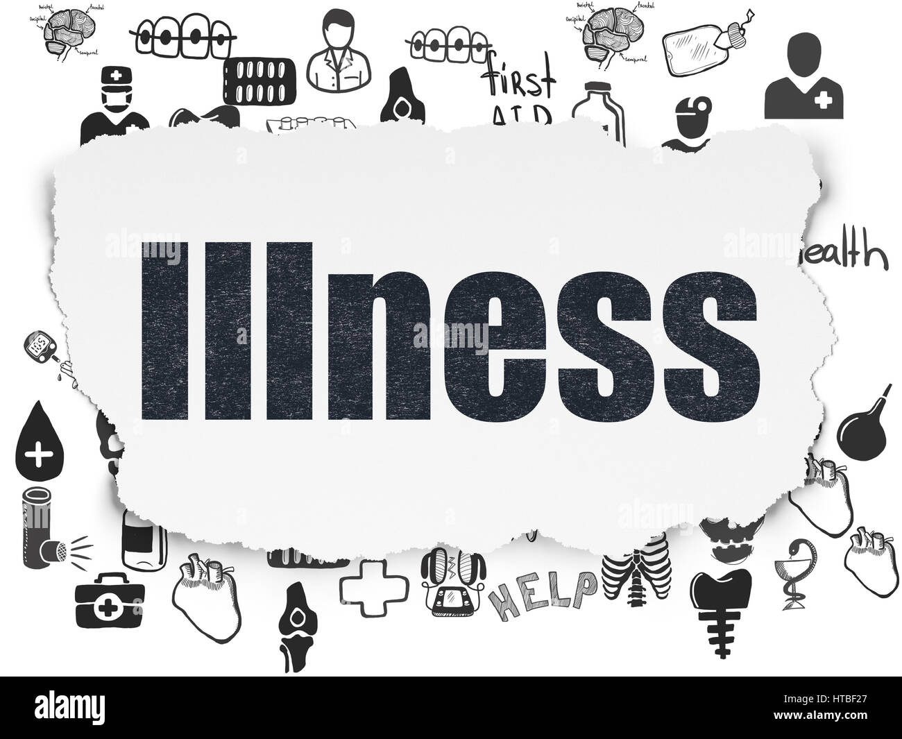 Health concept: Illness on Torn Paper background Stock Photo - Alamy