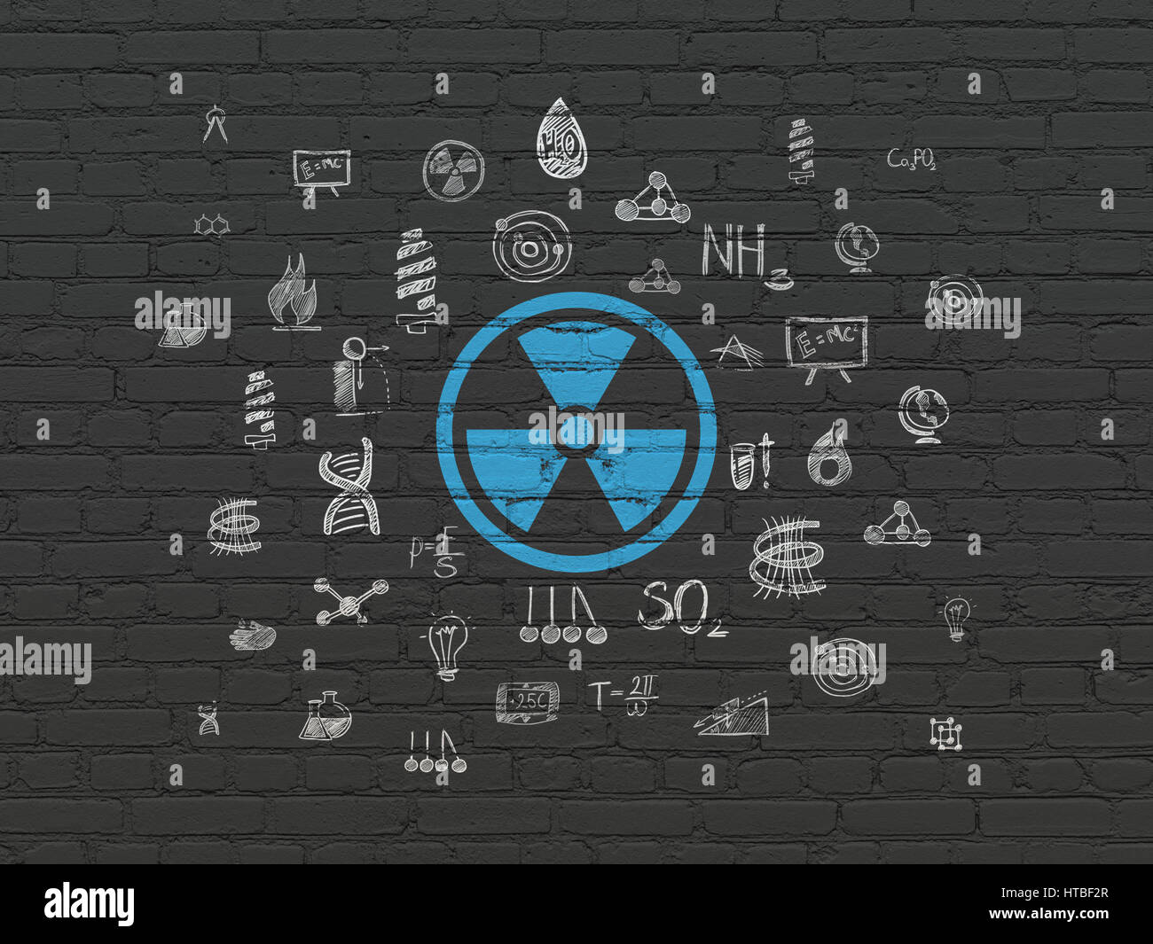 Science concept: Radiation on wall background Stock Photo - Alamy