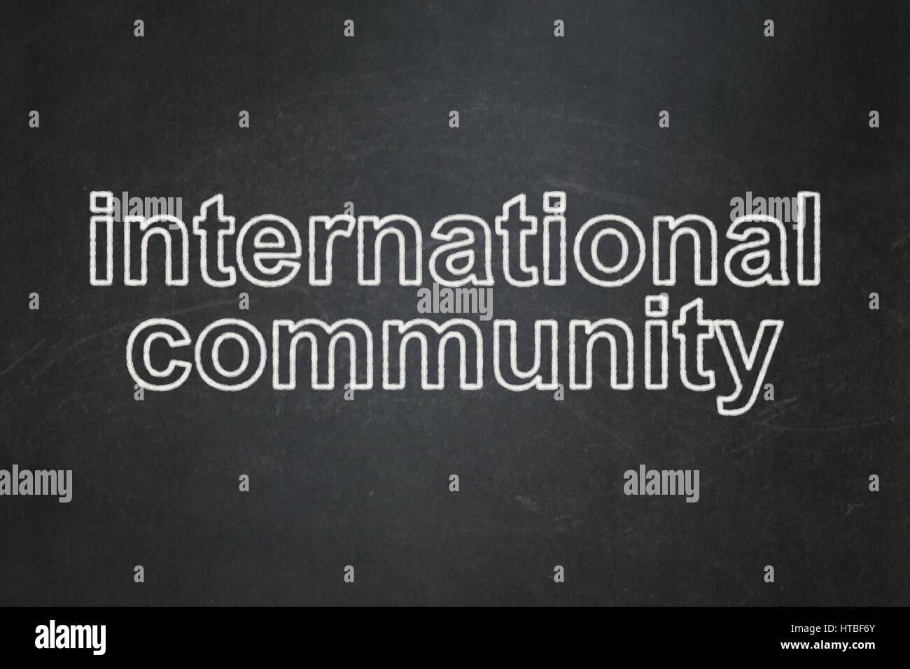 Politics concept: International Community on chalkboard background ...