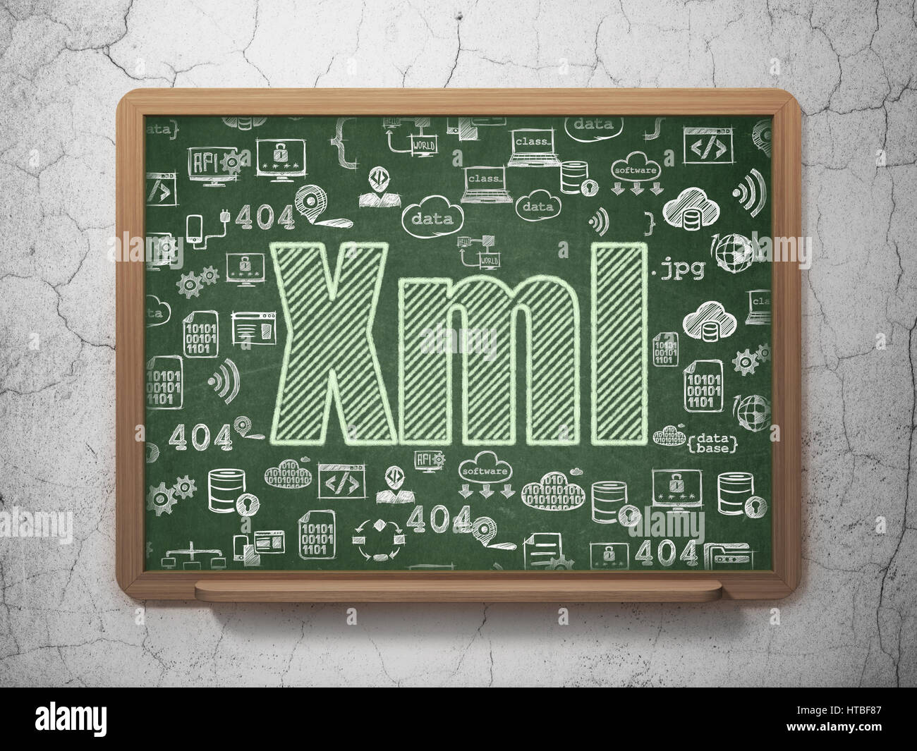 Database concept: Xml on School board background Stock Photo - Alamy