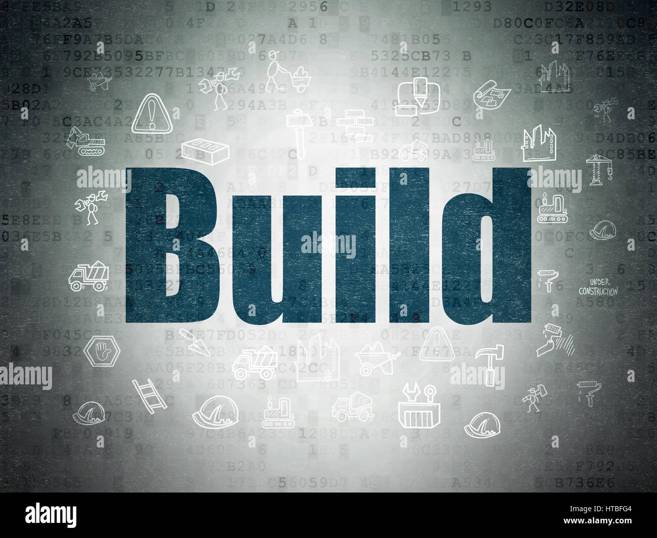 Construction concept: Build on Digital Data Paper background Stock ...