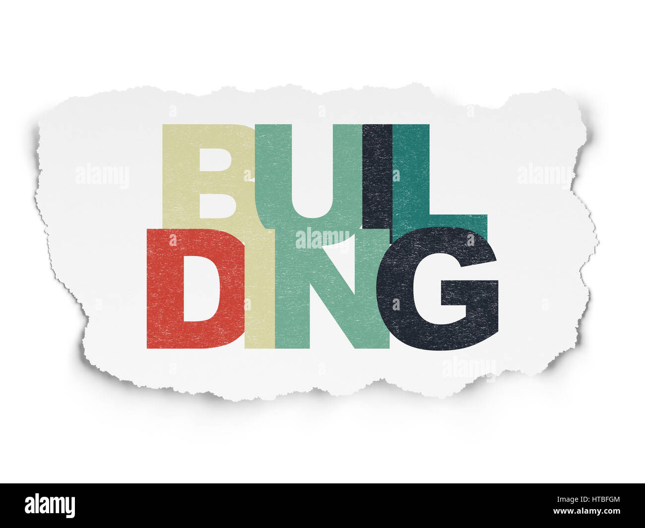 Building construction concept: Building on Torn Paper background Stock ...