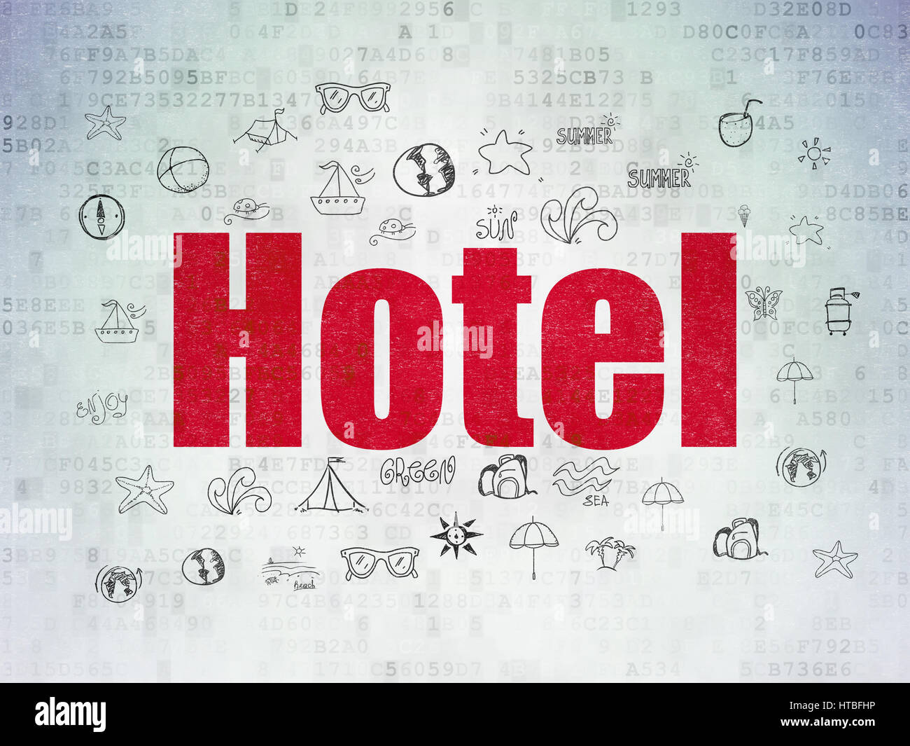 Tourism concept: Hotel on Digital Data Paper background Stock Photo - Alamy