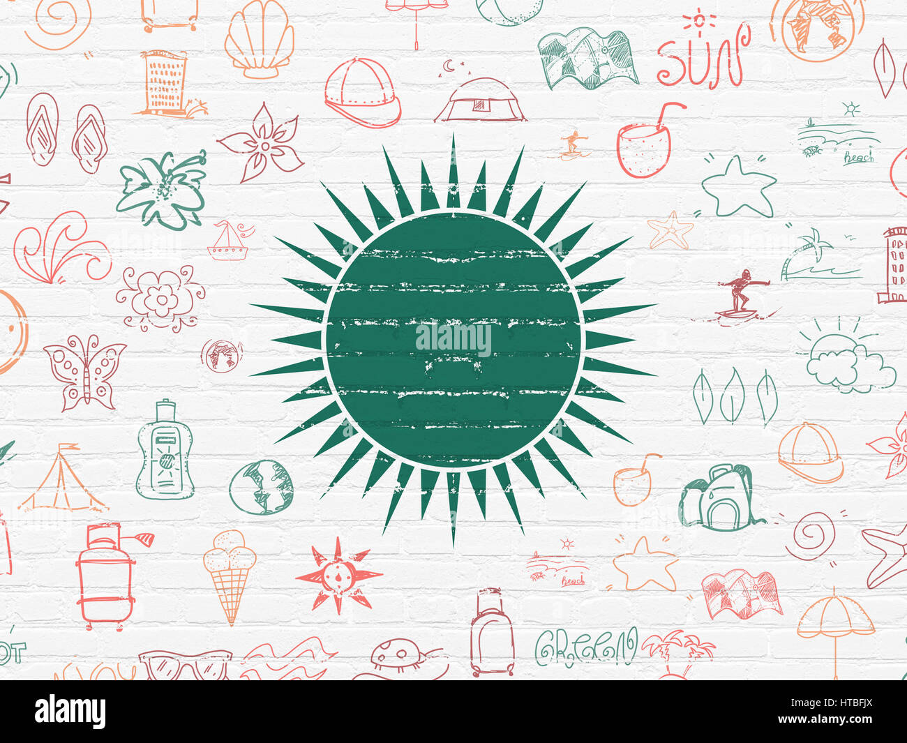 Travel concept: Sun on wall background Stock Photo - Alamy
