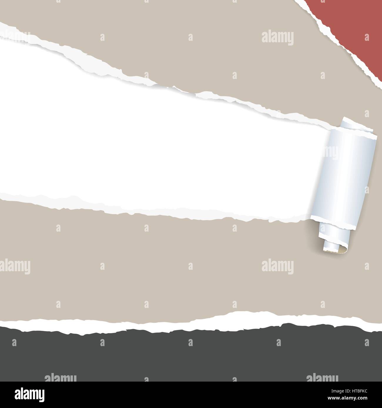 Rolled and ripped brown notebook sheet, torn paper in corner Stock ...