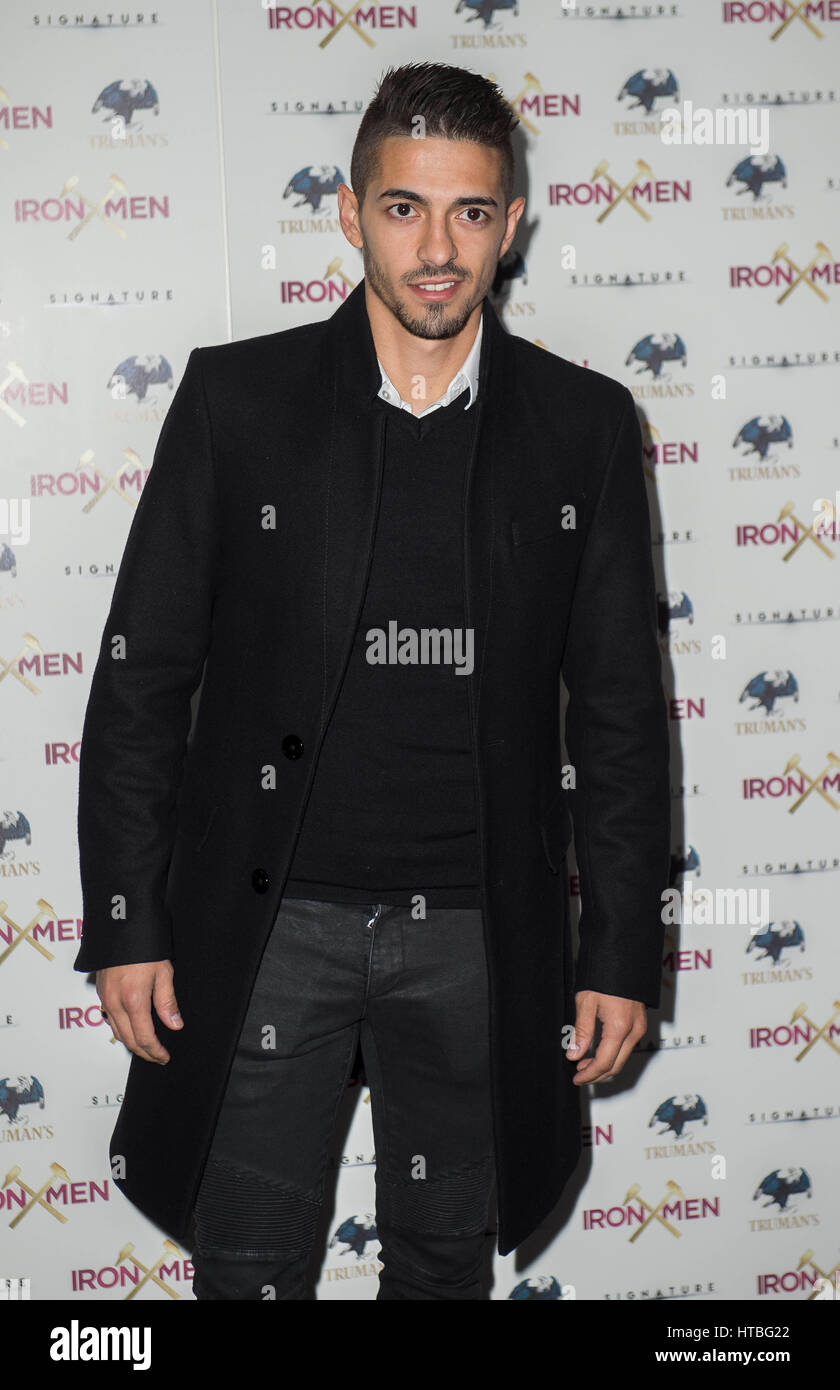 London UK. Manuel Lanzini at the UK Premiere of 'Iron Men' at the Mile End Genesis Cinema on ...