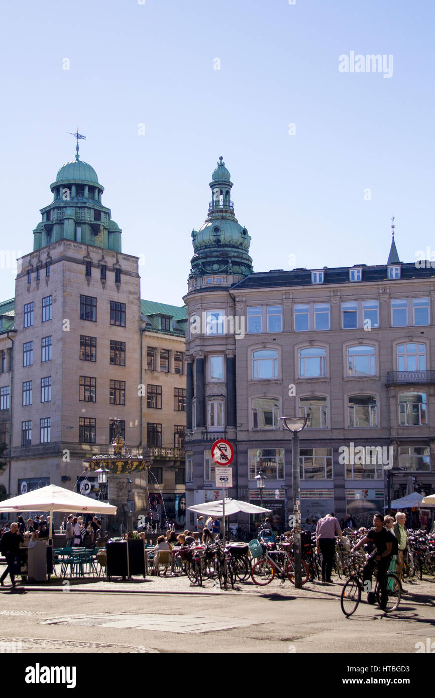 COPENHAGEN, DENMARK - SEPTEMBER 5: Cyclists waiting for green light in ...