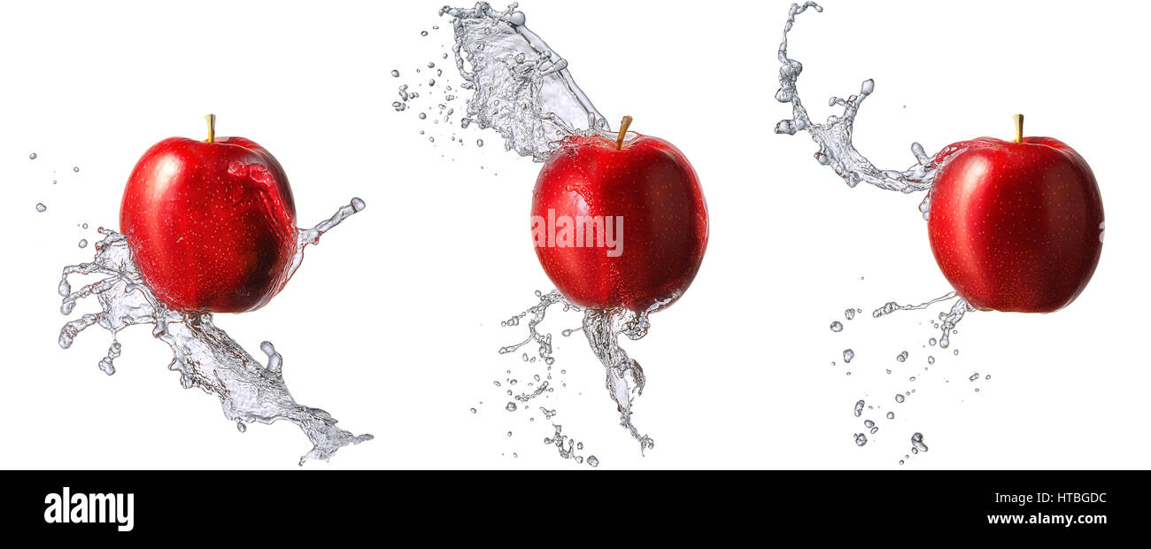 Water splash and fruits isolated on white backgroud. Fresh apple Stock ...