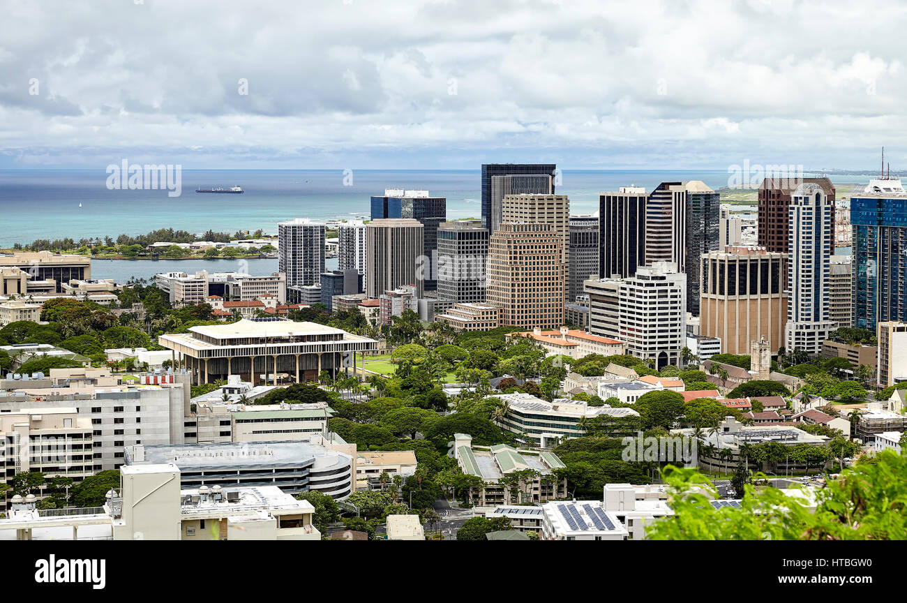 State Capitol Honolulu Skyline Downtown Hawaii Stock Photo - Alamy