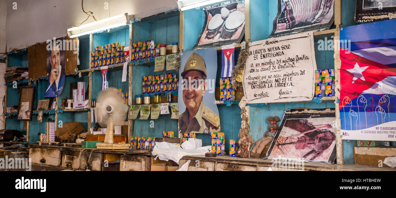 Havana, Cuba on December 23, 2015: Interior view of a local Cuban shop ...