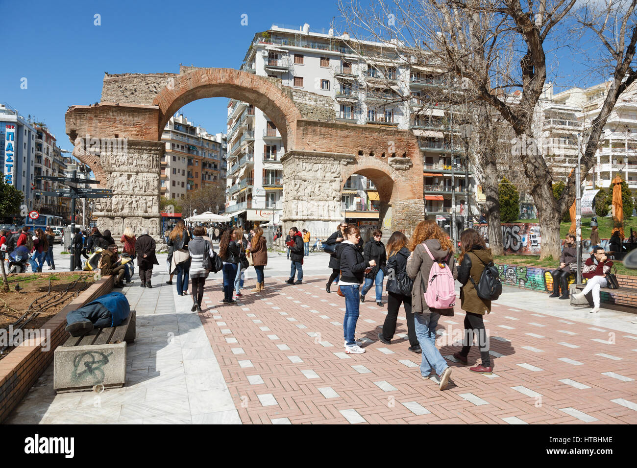 Thessaloniki, Greece - MARCH 2, 2015: People walking the Egnatis street ...