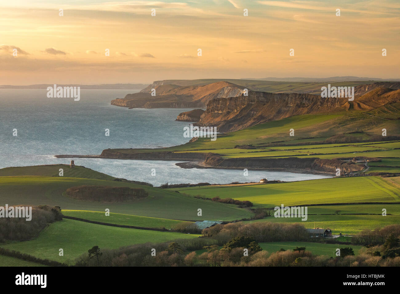 The Jurassic Coast with Clavell Tower and Kimmeridge Bay from Swyre ...