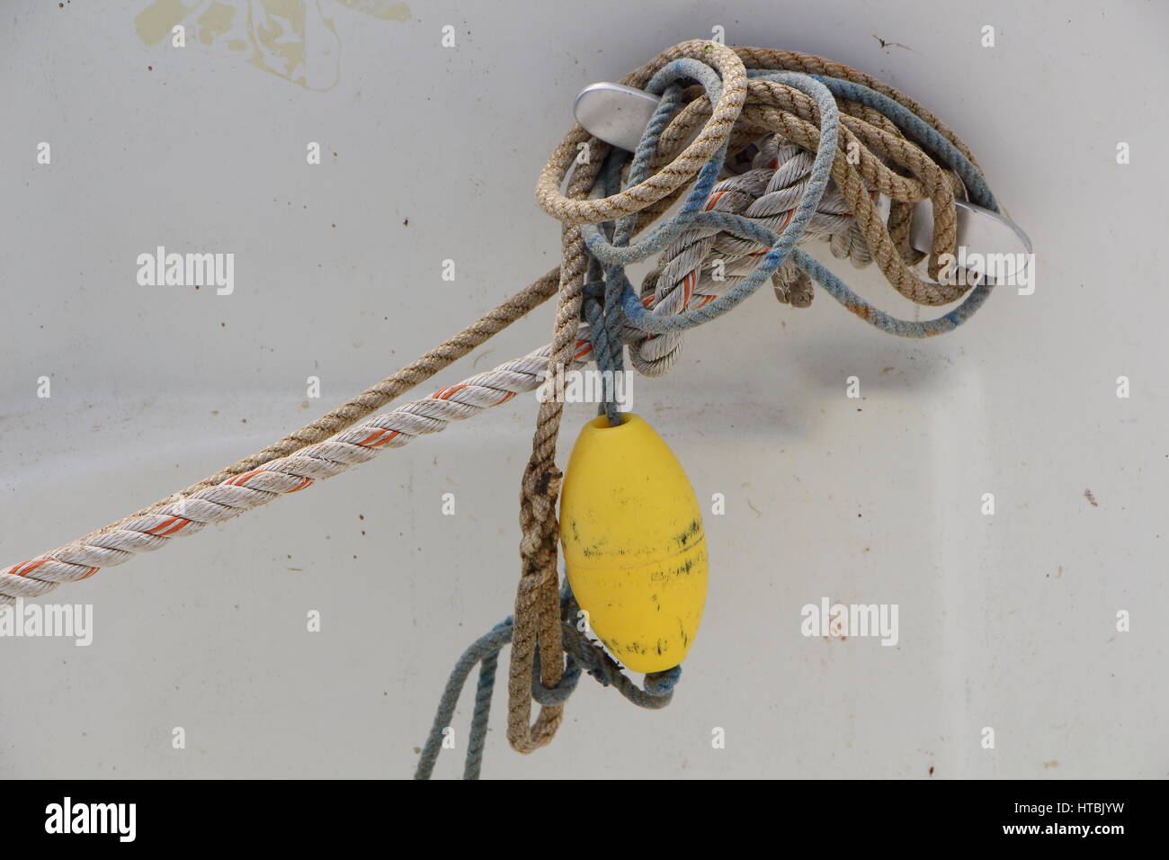 buoy and ropes on a boat Stock Photo - Alamy