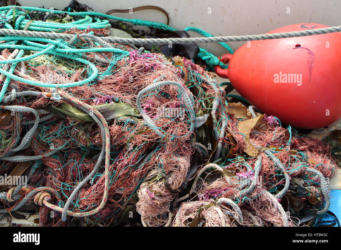 Fishing nets in a boat Stock Photo - Alamy