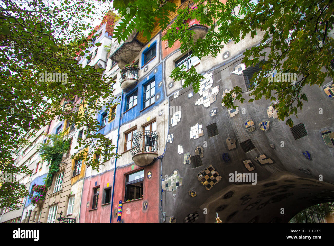 The colourful Hundertwasserhaus an apartment building located in Vienna ...