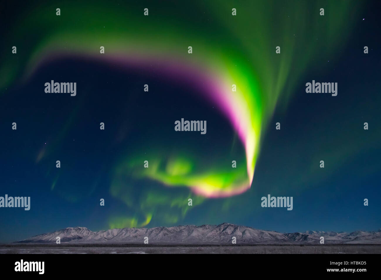 A colorful aurora display above Granite Mountain, south of Delta ...