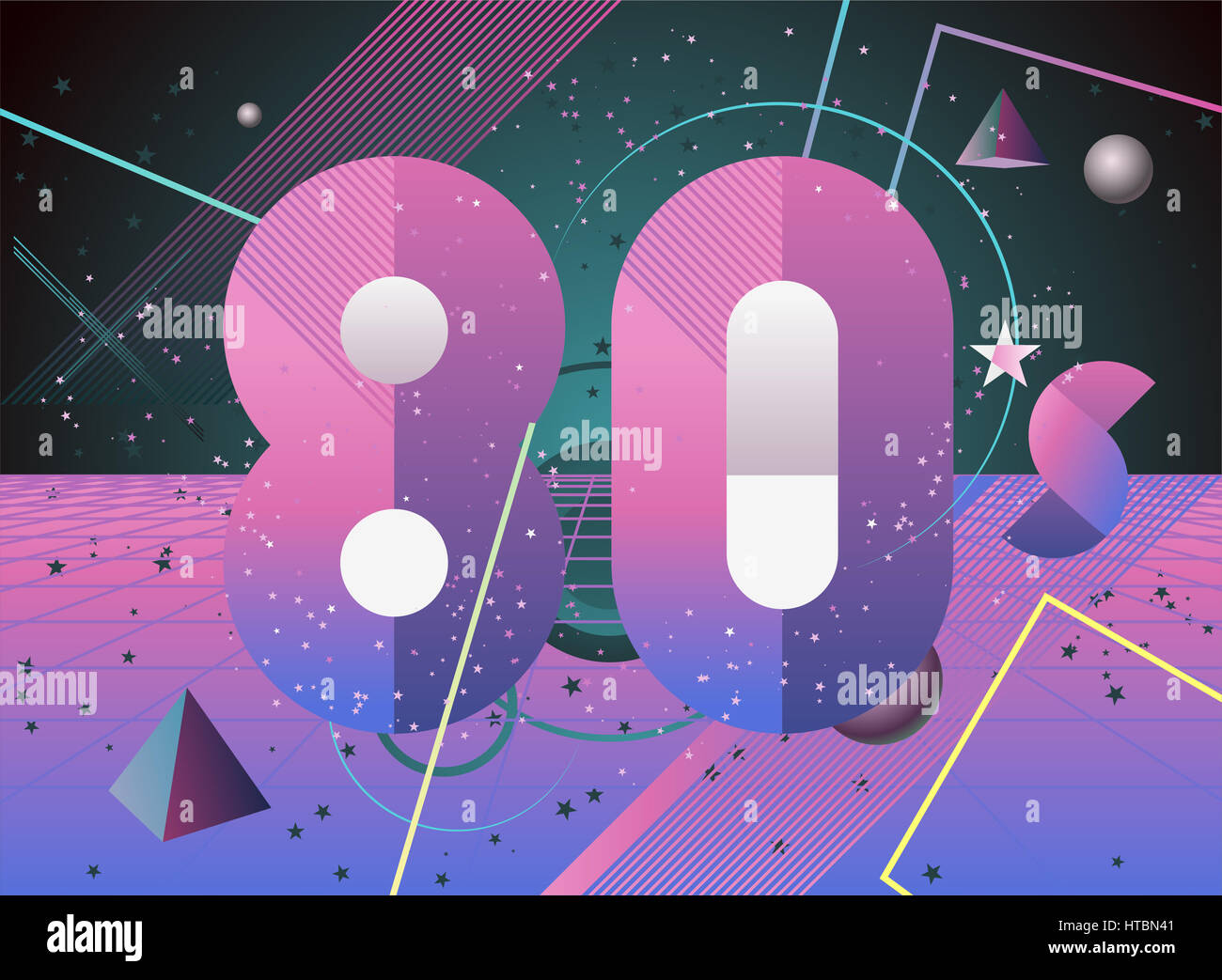 80s Fashion Style Background, with number 80. Vector illustration ...