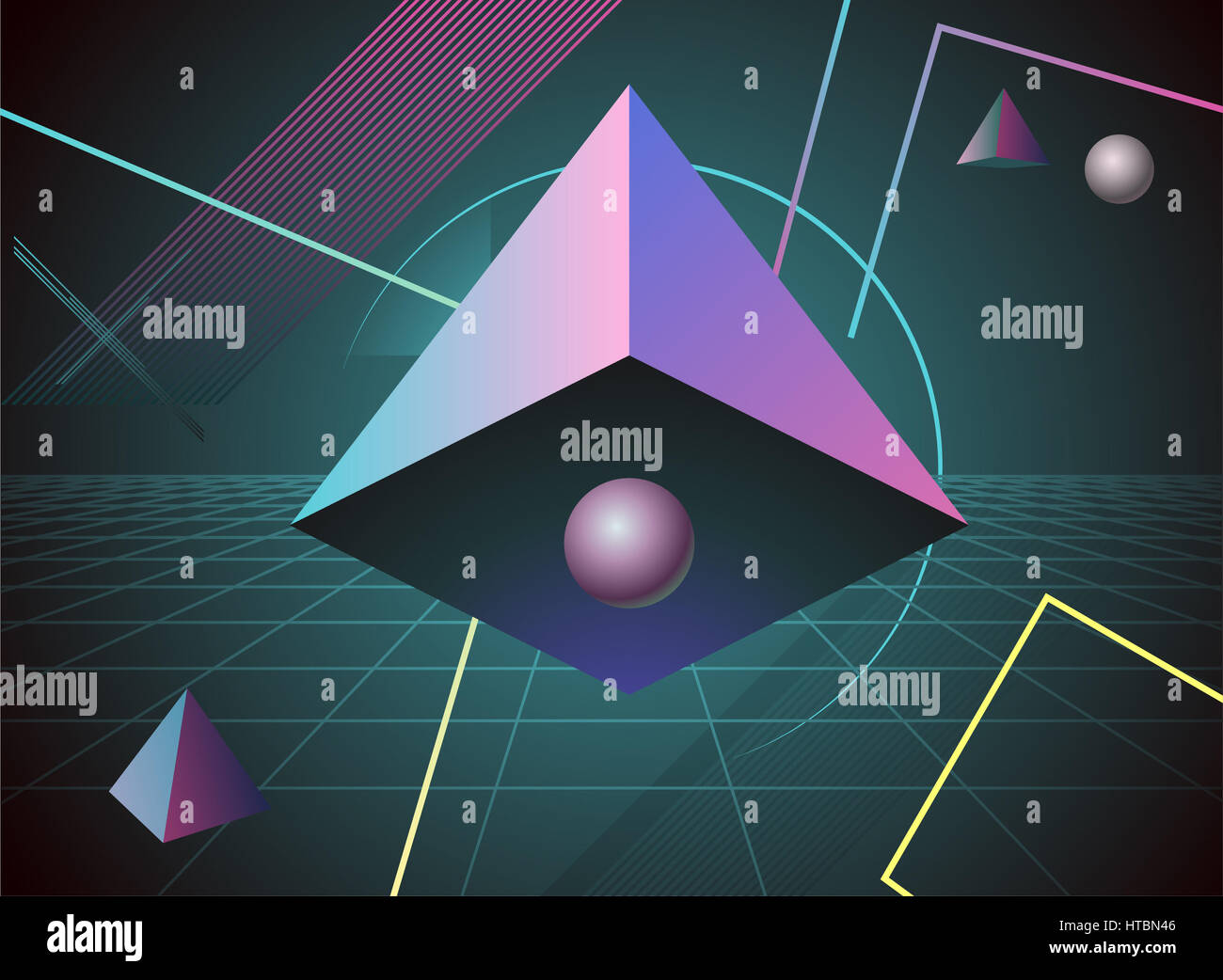 80s pyramid retro background Stock Photo - Alamy