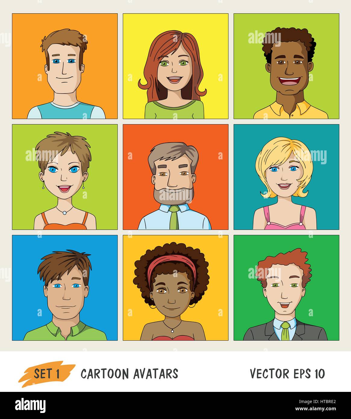 Set of cartoon people avatar icons Stock Vector Image & Art - Alamy