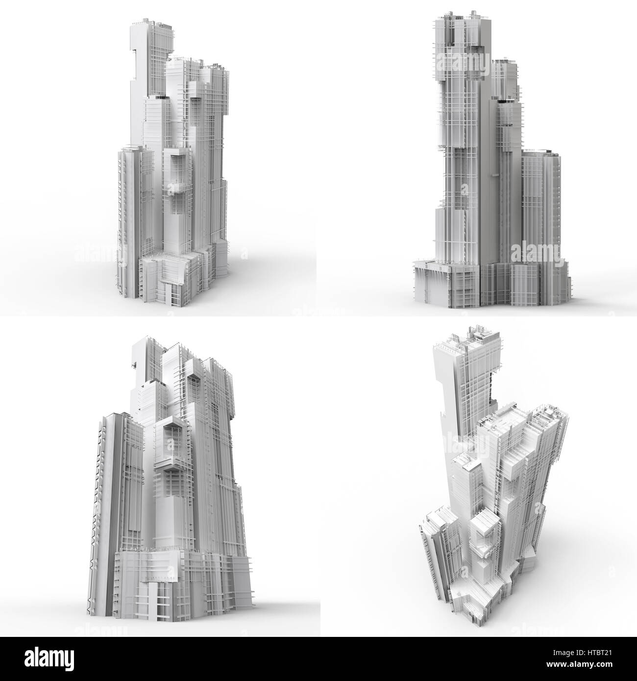 3d rendering white building on white background Stock Photo - Alamy