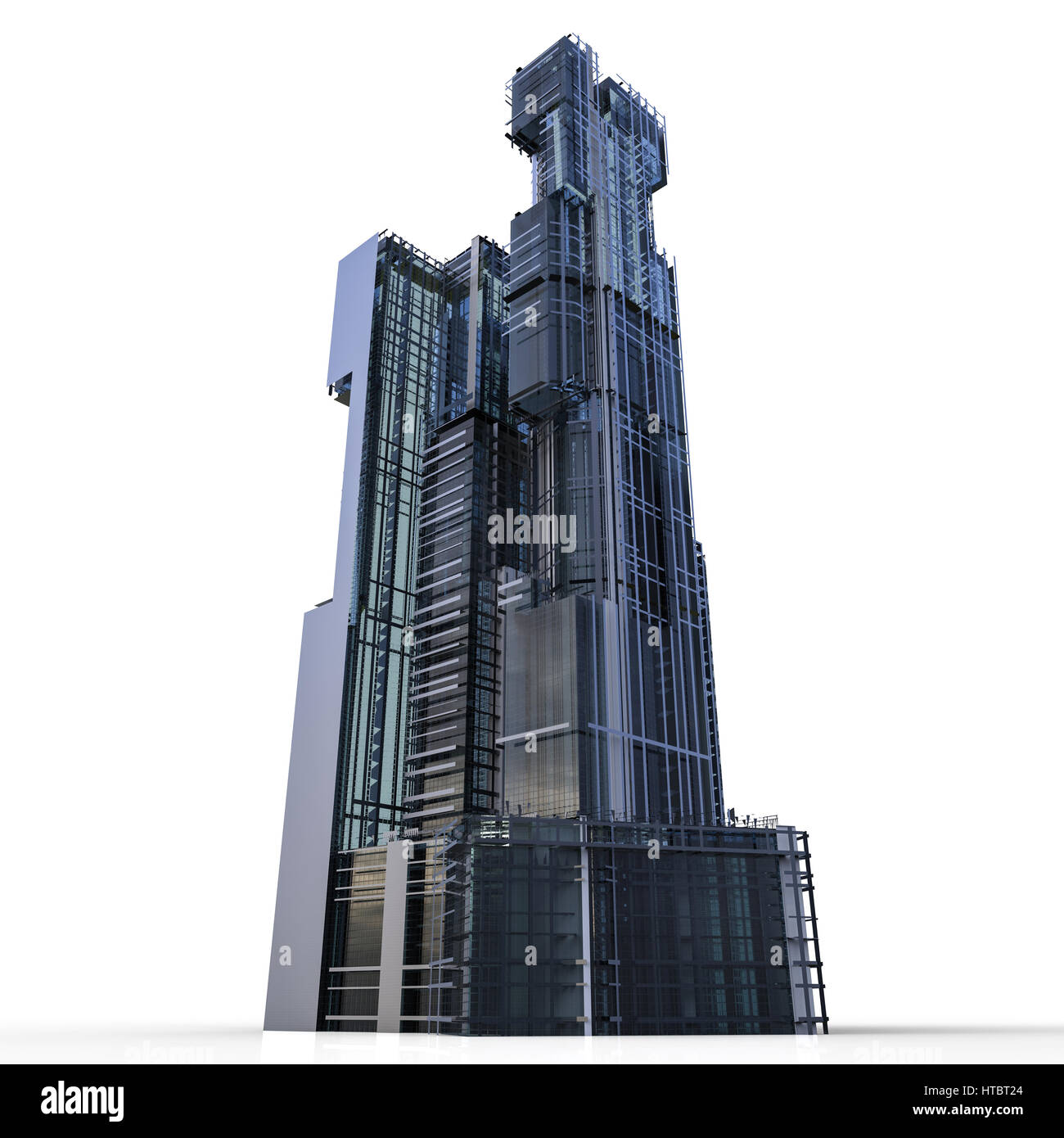 3d rendering black building on white background Stock Photo - Alamy