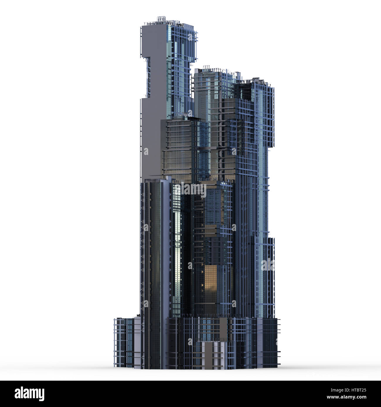 3d rendering black building on white background Stock Photo - Alamy