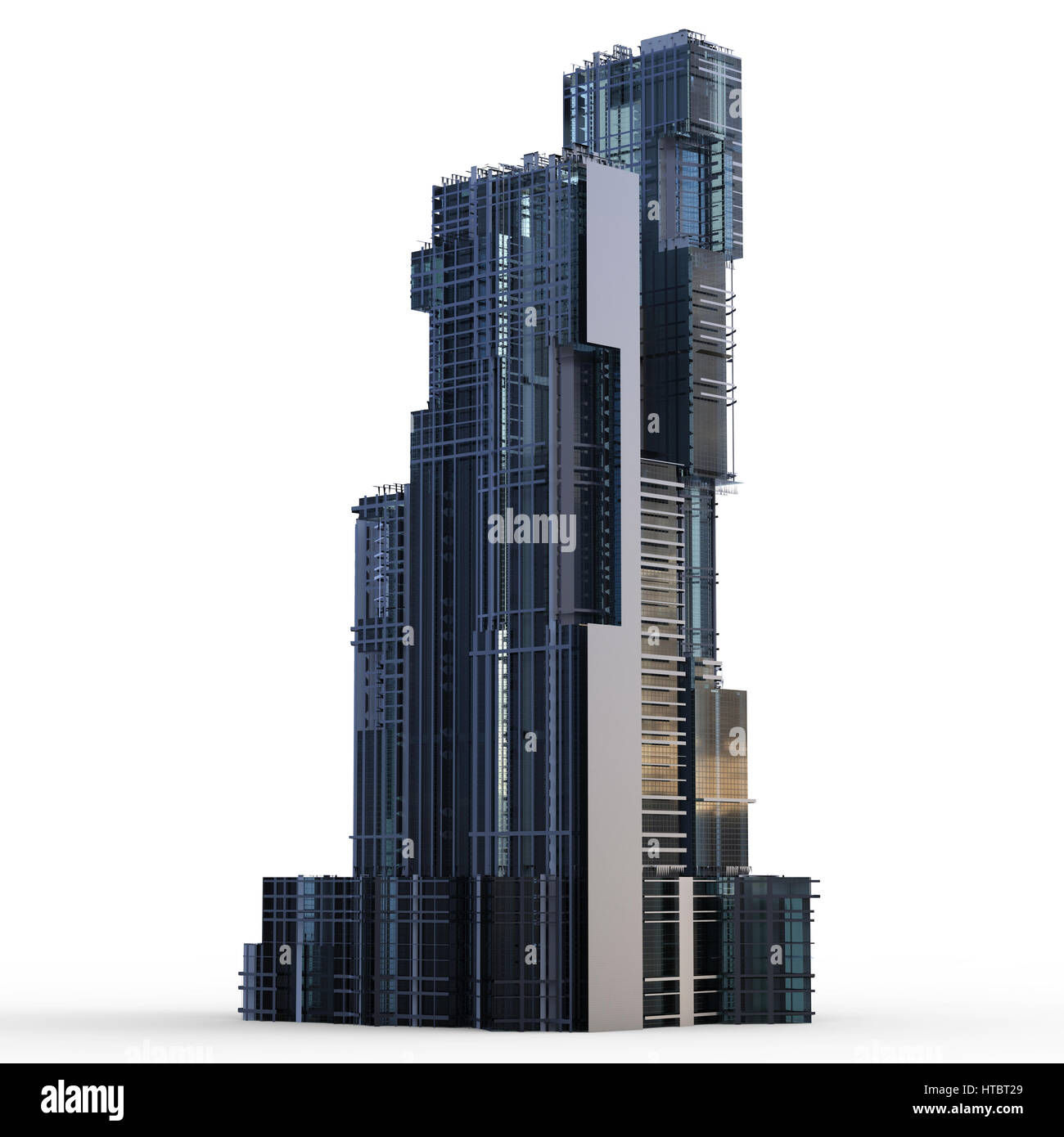 3d rendering black building on white background Stock Photo - Alamy