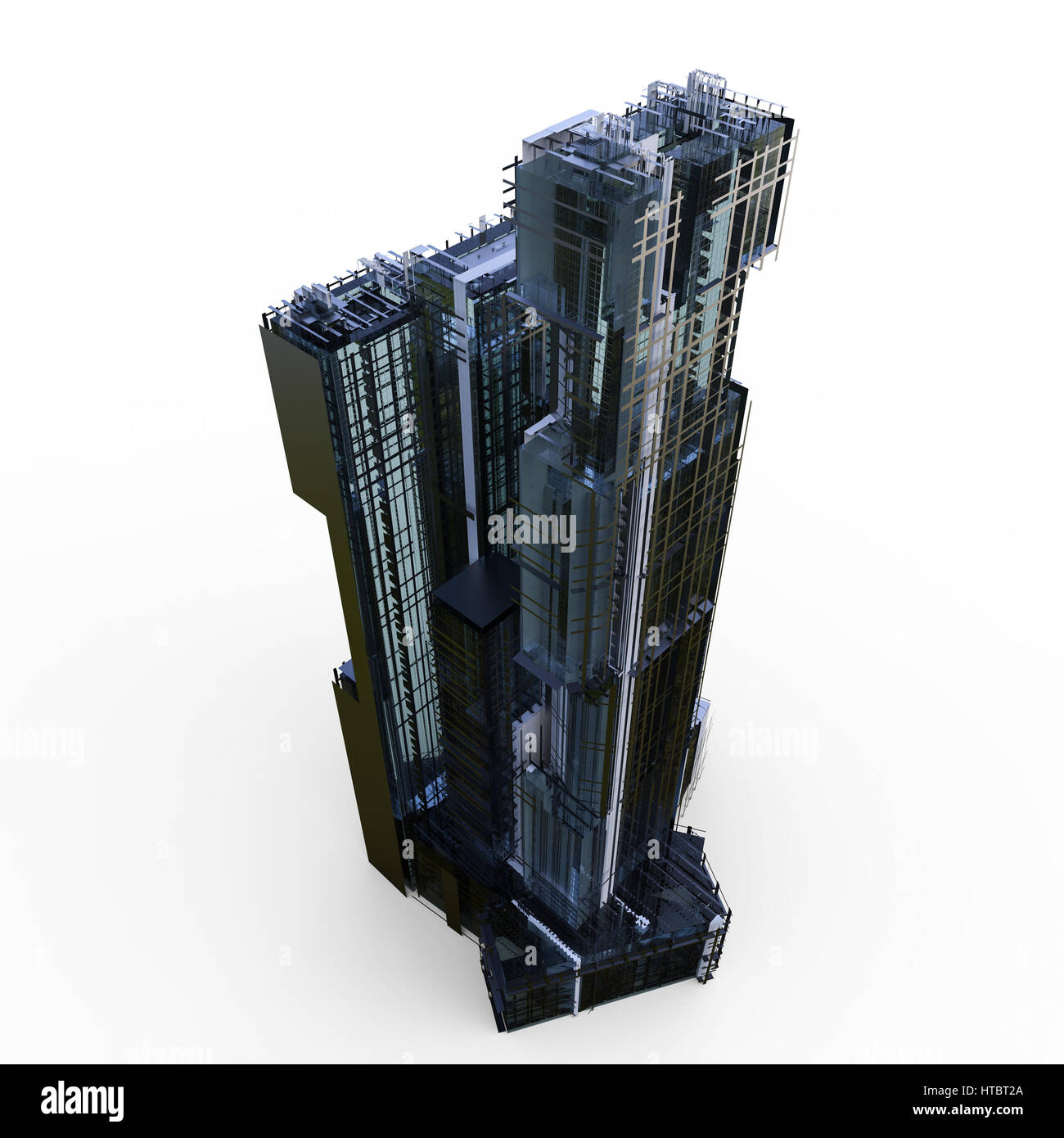 3d rendering black building on white background Stock Photo - Alamy