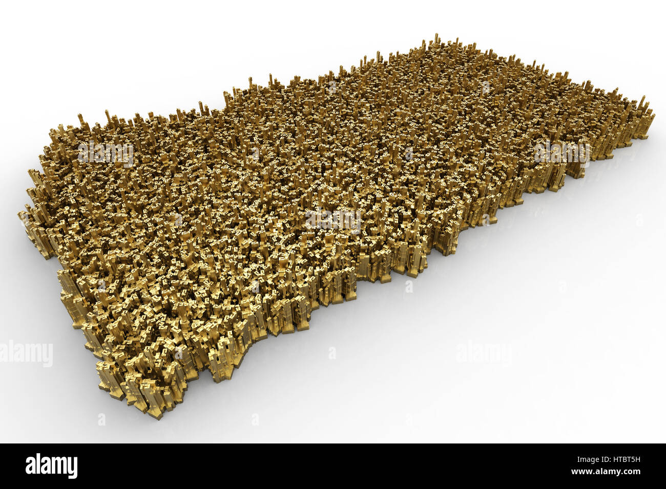 3d rendering gold building on white background Stock Photo - Alamy