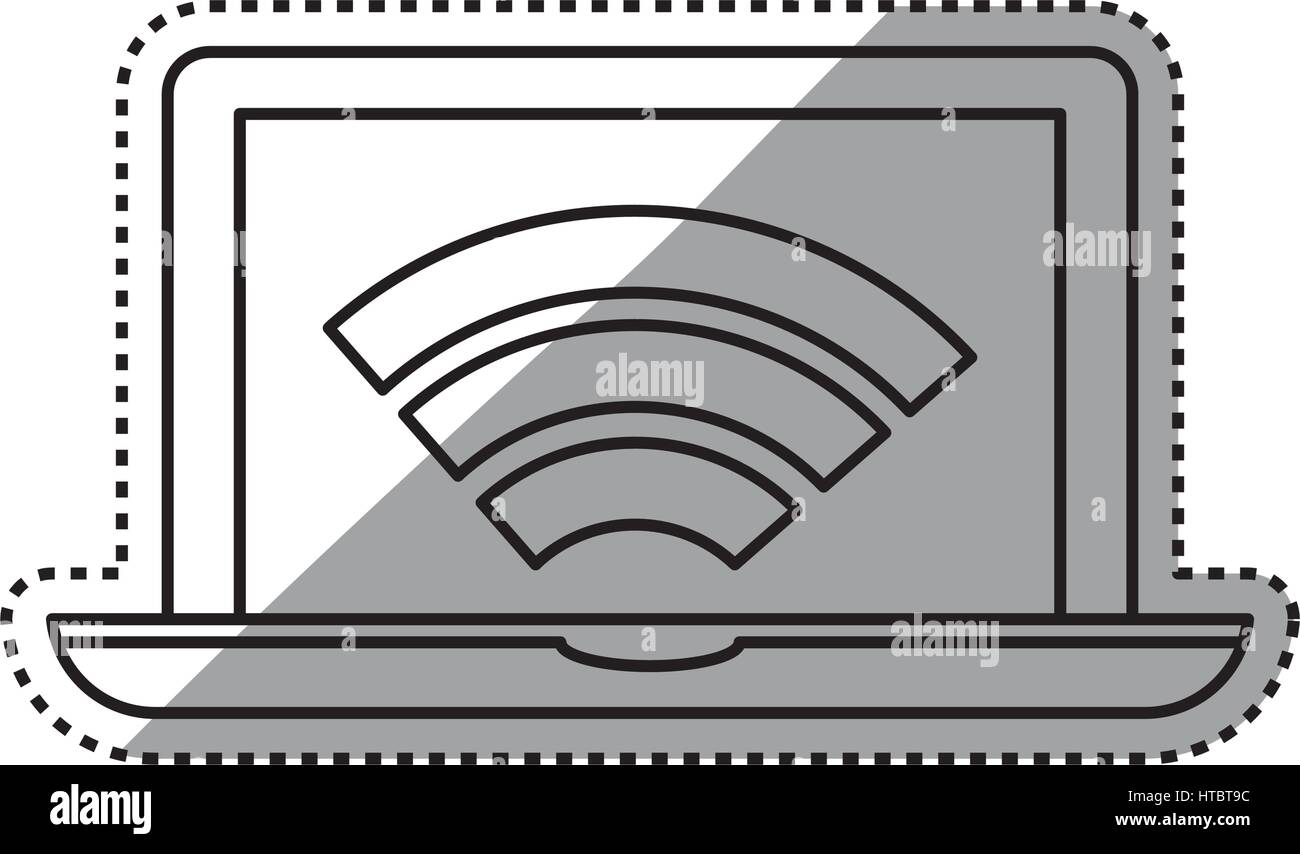 Laptop connected to wifi Stock Vector Image & Art - Alamy