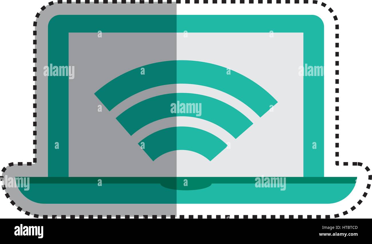 Laptop connected to wifi Stock Vector Image & Art - Alamy