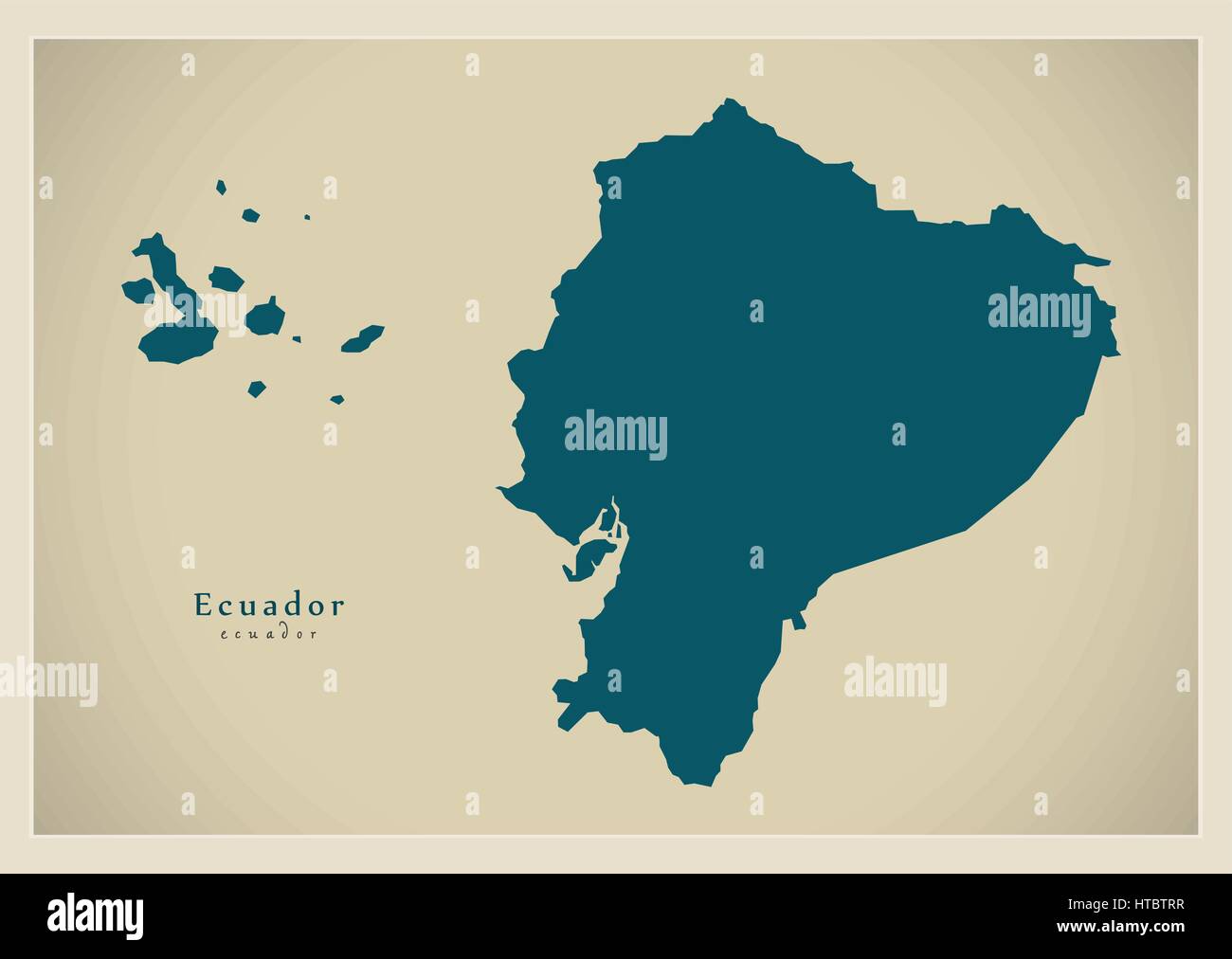 Modern Map - Ecuador with islands EC illustration silhouette Stock ...