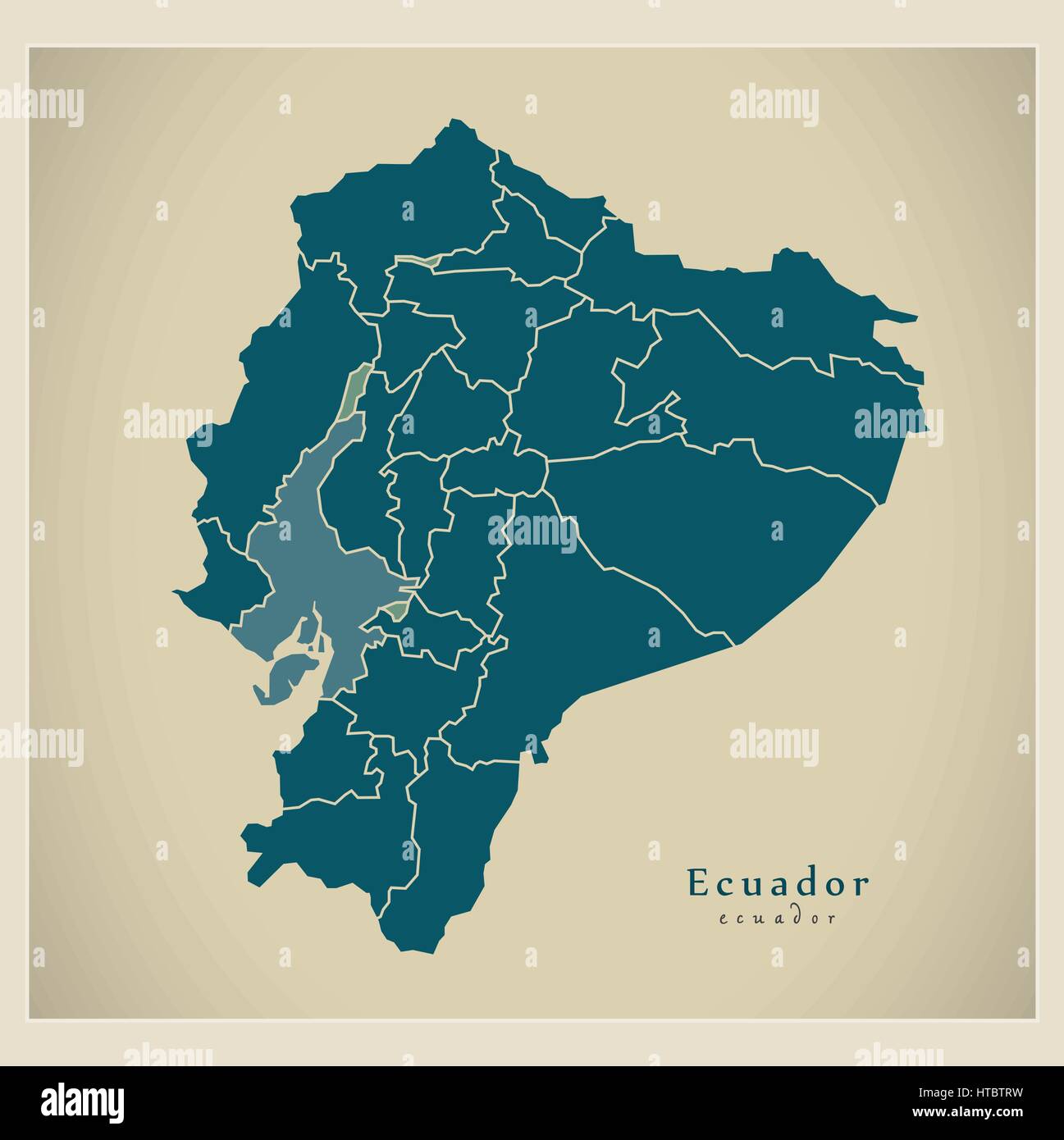 Modern Map - Ecuador with provinces EC illustration silhouette Stock ...