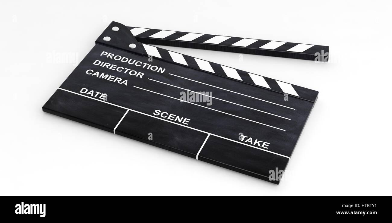 Movie clapper isolated on white background. 3d illustration Stock Photo ...
