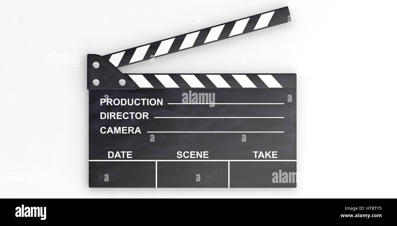 Movie clapper isolated on white background. 3d illustration Stock Photo ...