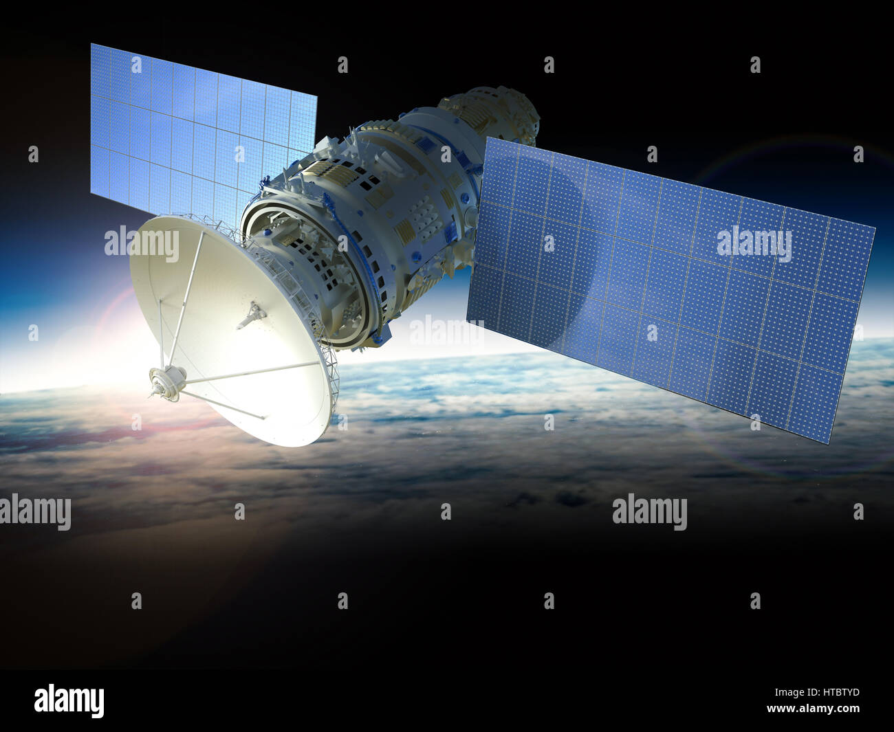 3d rendering satellite in space Stock Photo - Alamy