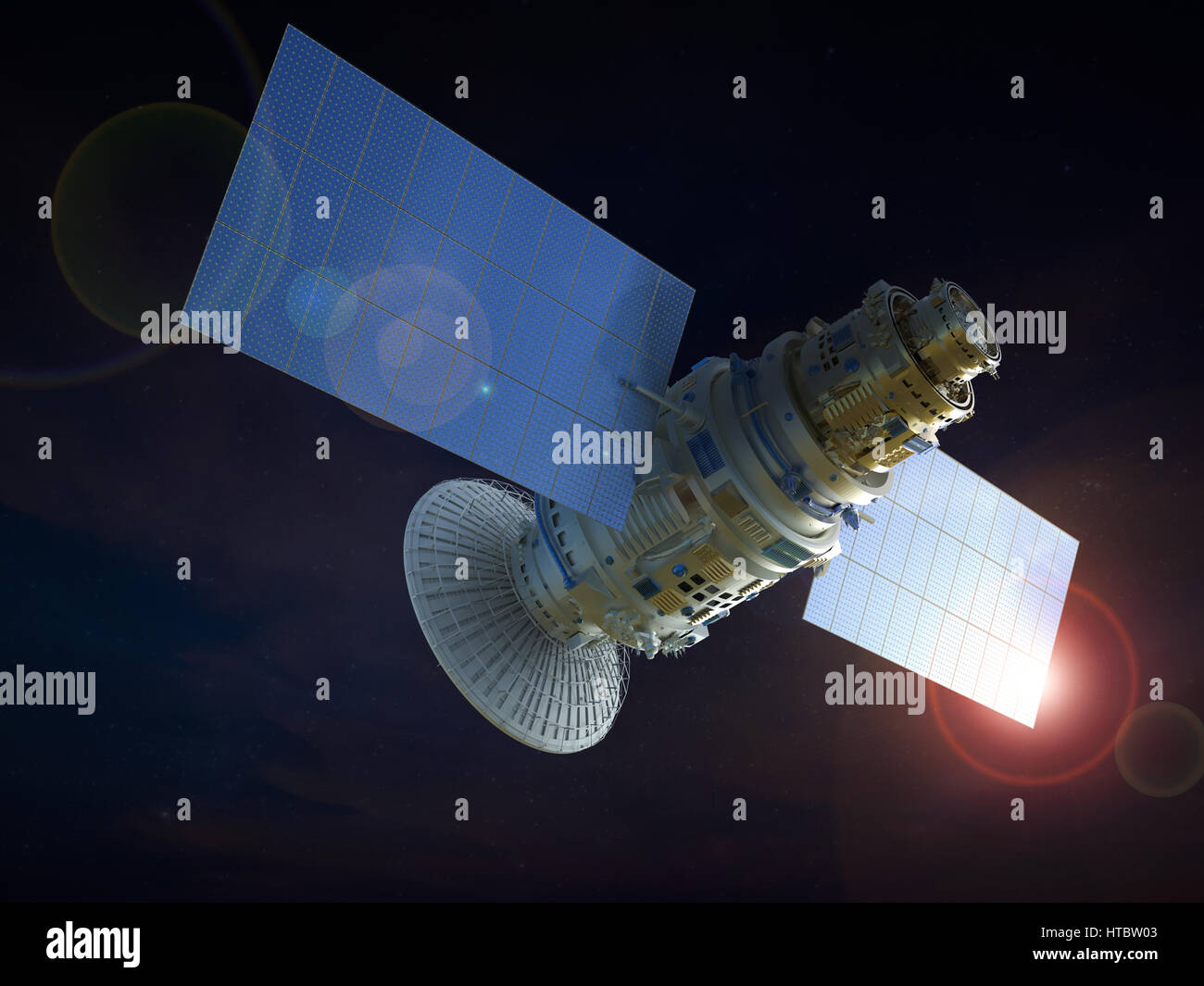3d rendering satellite in space Stock Photo - Alamy