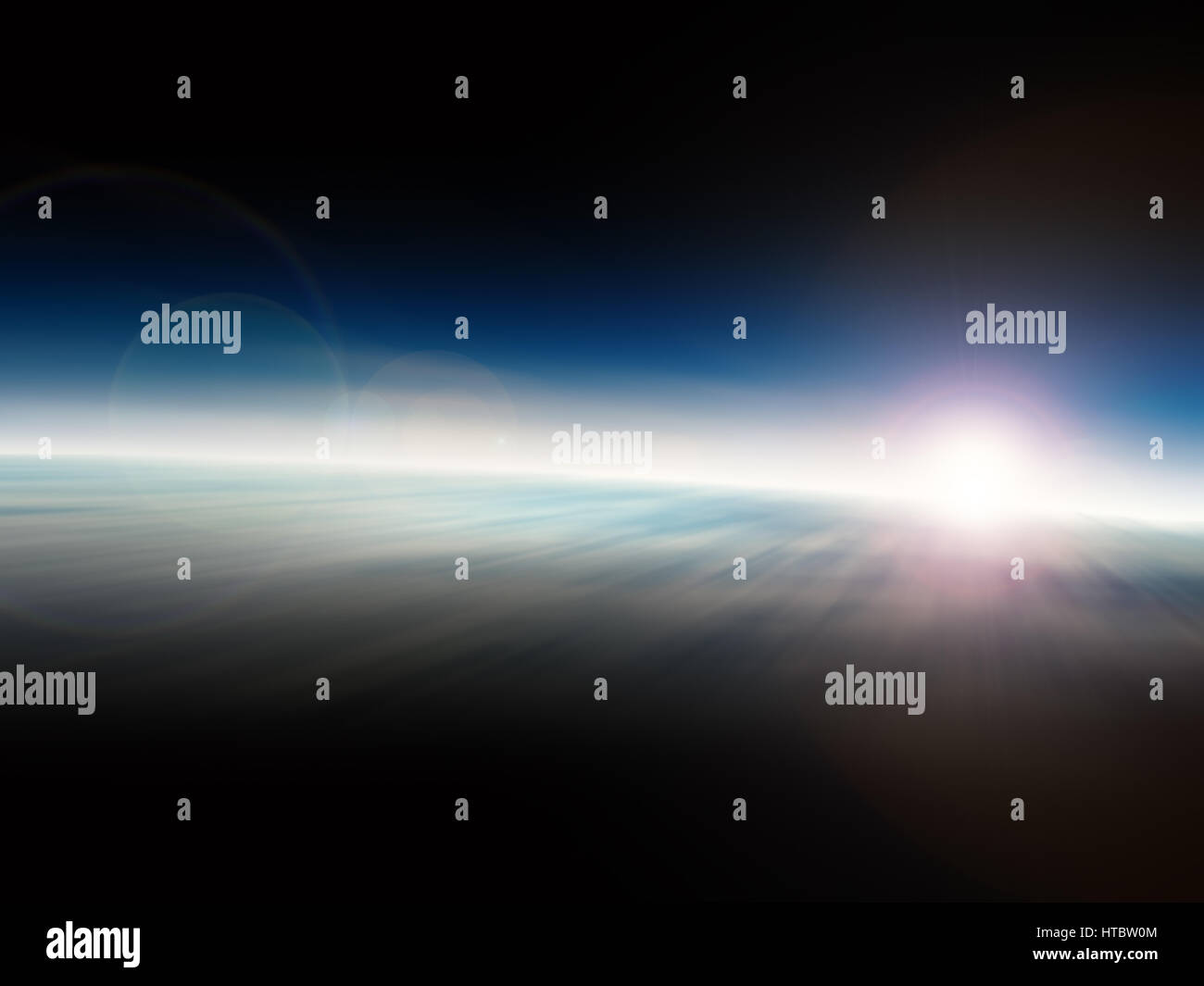 rising sun in space illustration Stock Photo - Alamy