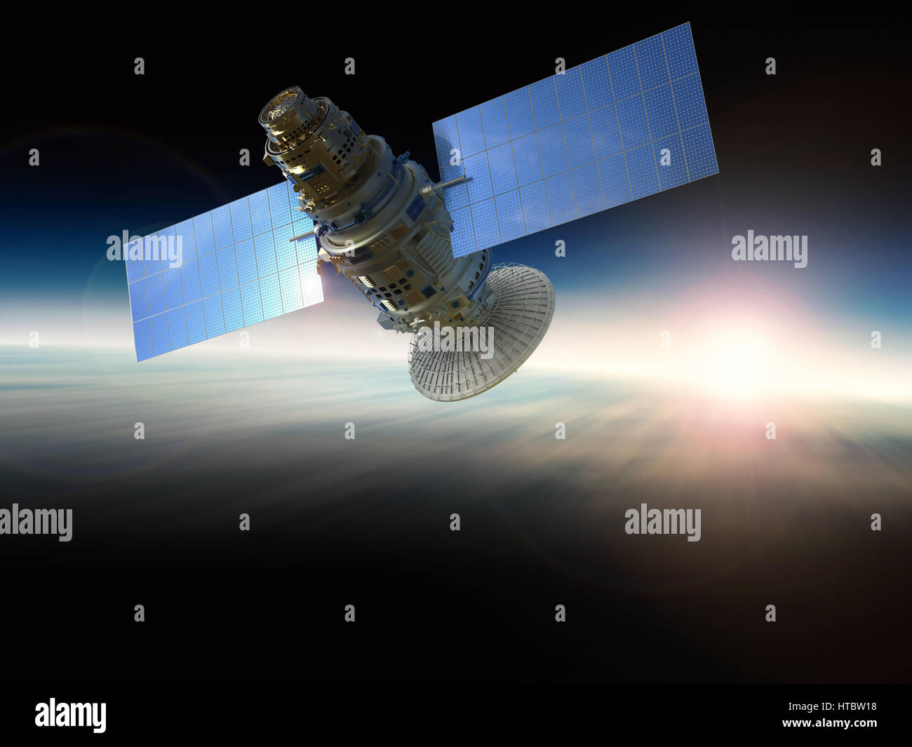 3d rendering satellite in space Stock Photo - Alamy