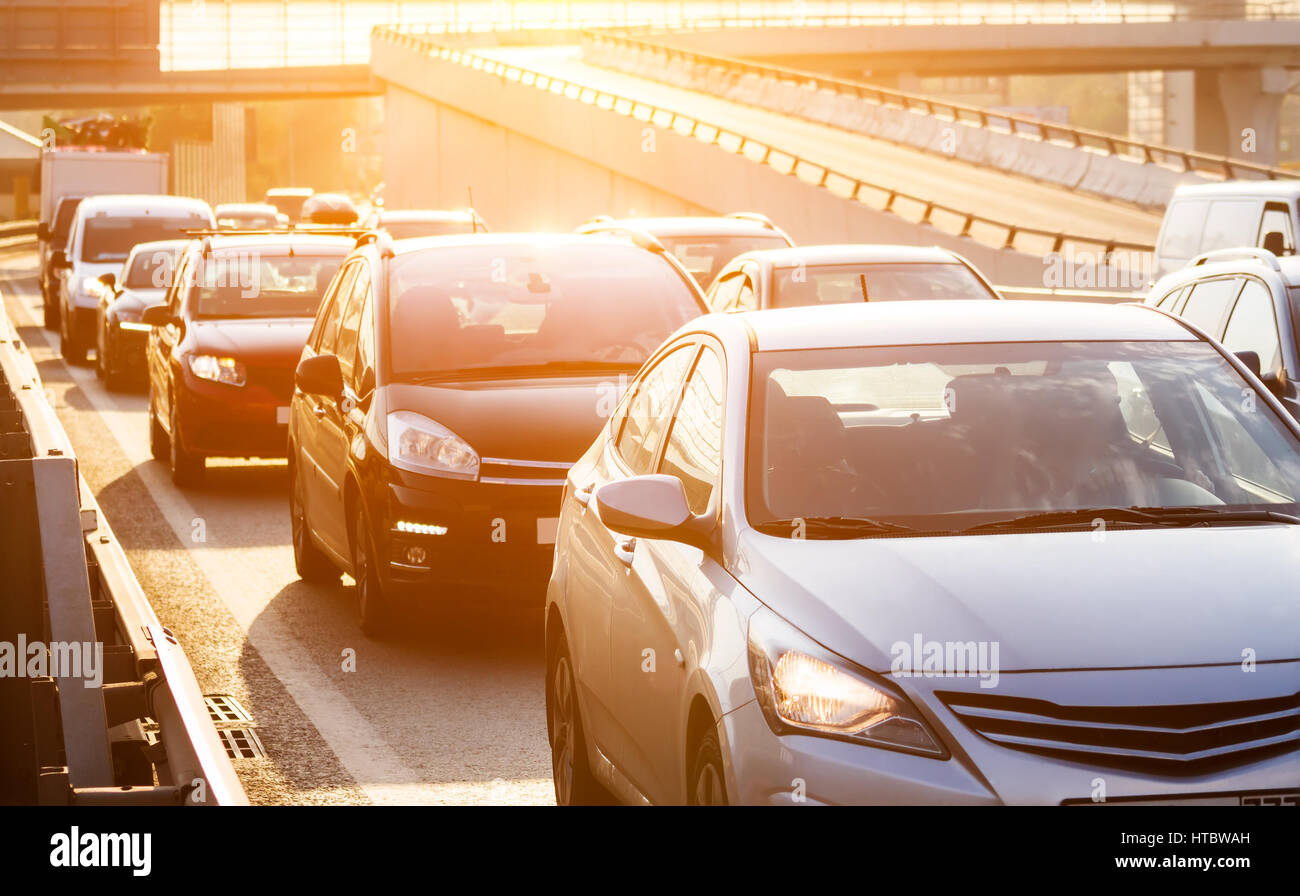Rear window view to the traffic jam on the highway Stock Photo - Alamy