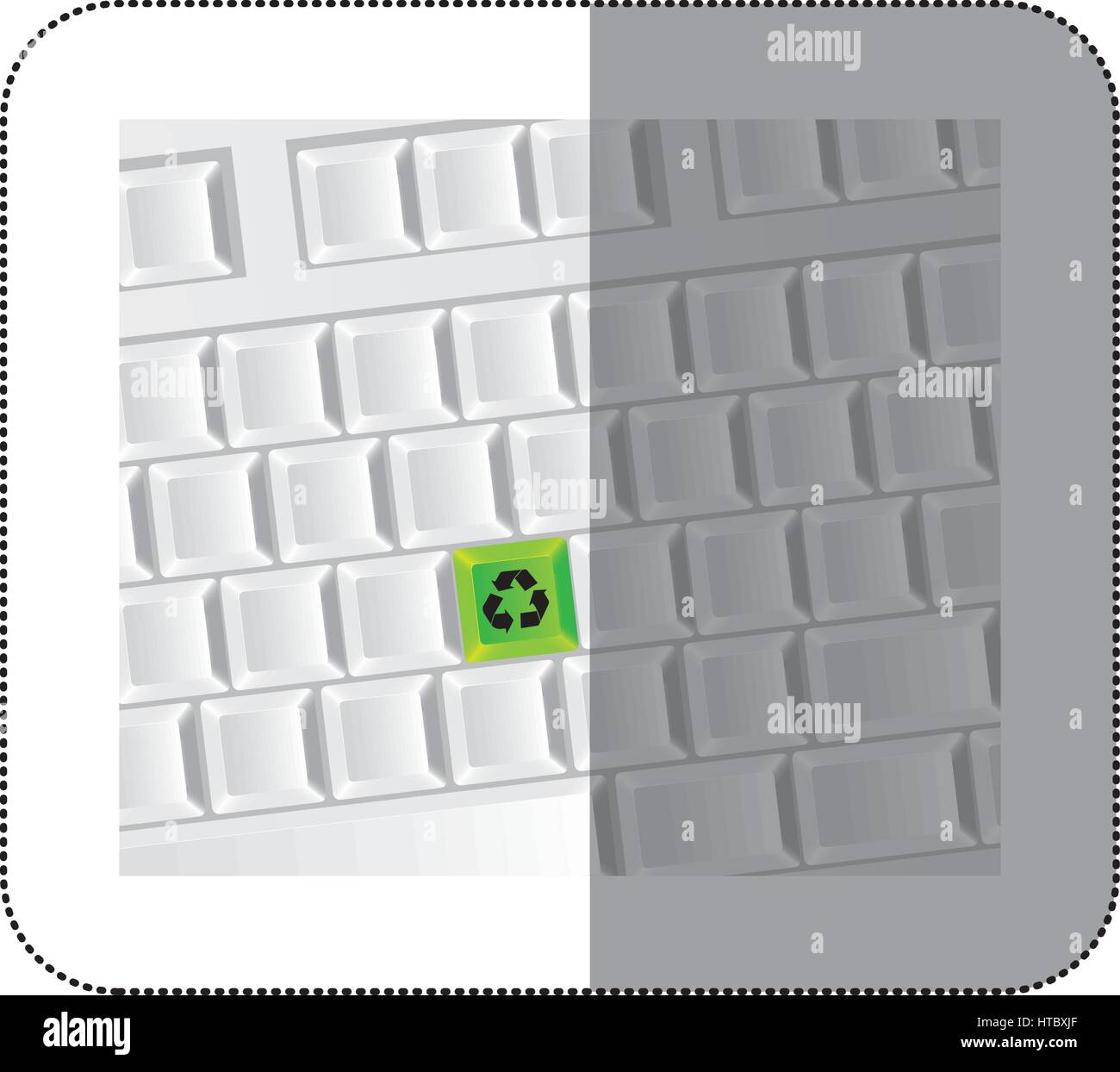 white computer keyboard with recycle symbol icon, vector illustraction ...