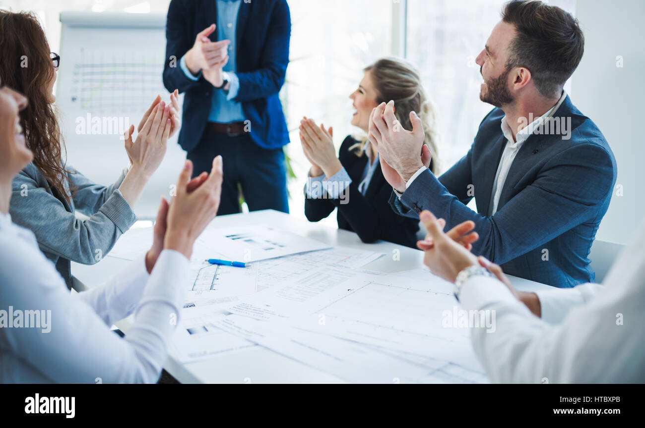 Happy business colleagues celebrating successful business year Stock ... Happy business colleagues celebrating successful business year Stock ...