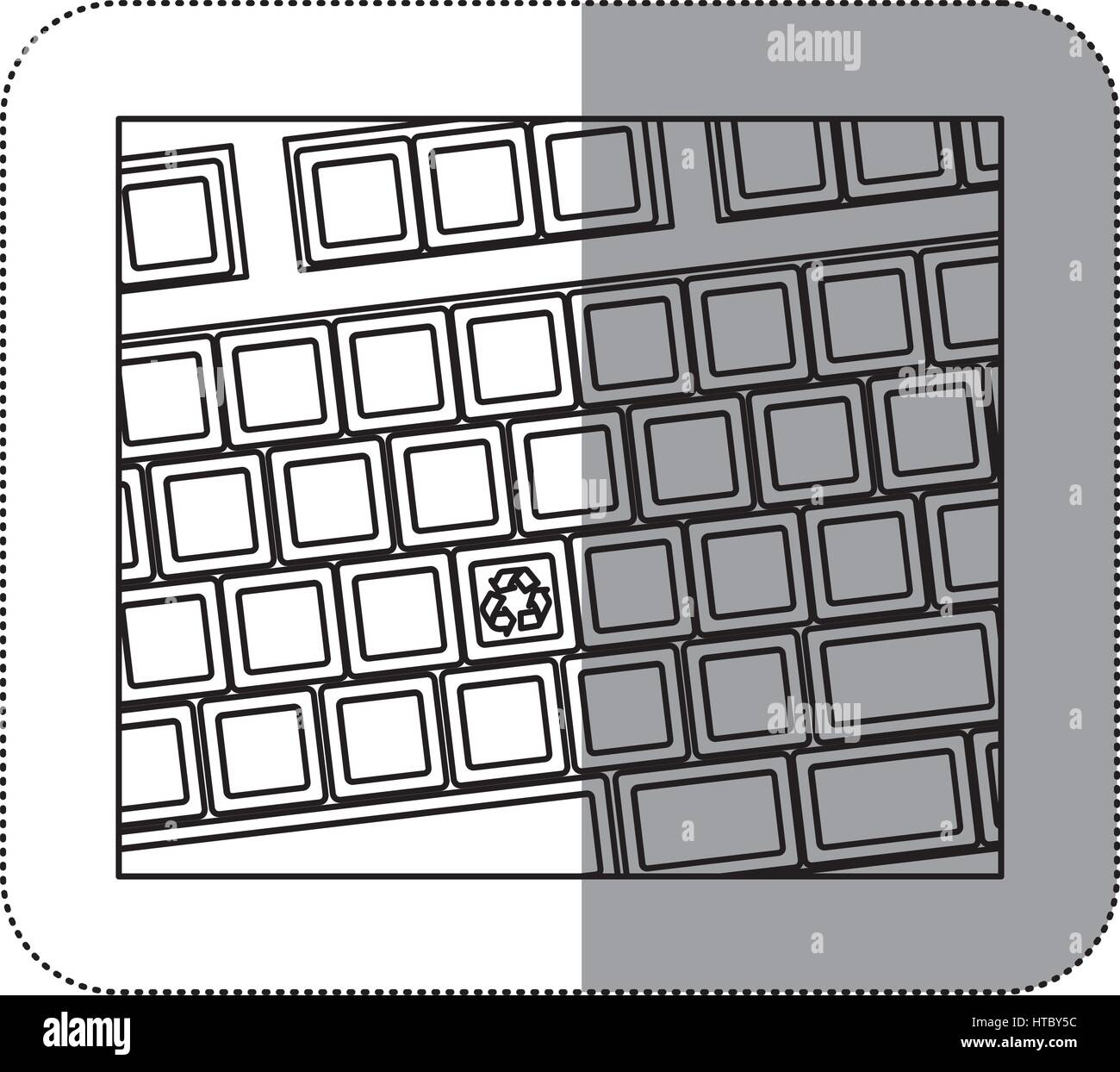 contour computer keyboard with recycle symbol icon, vector ...