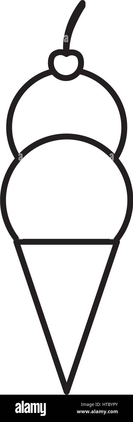 sketch contour ice cream with cherry fruit icon vector illustration ...