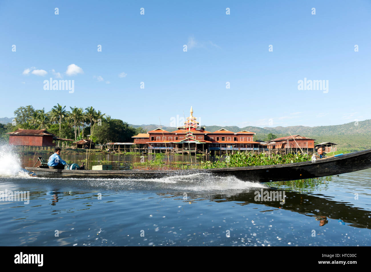 Myanmar. Inle lake. Shan state. Transportation by boat in floating ...